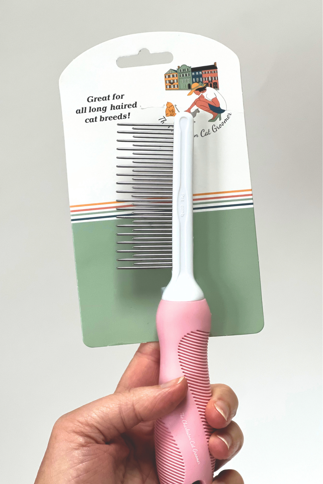 Detangling Pet Comb with Long & Short Stainless Steel Teeth for Removi ...