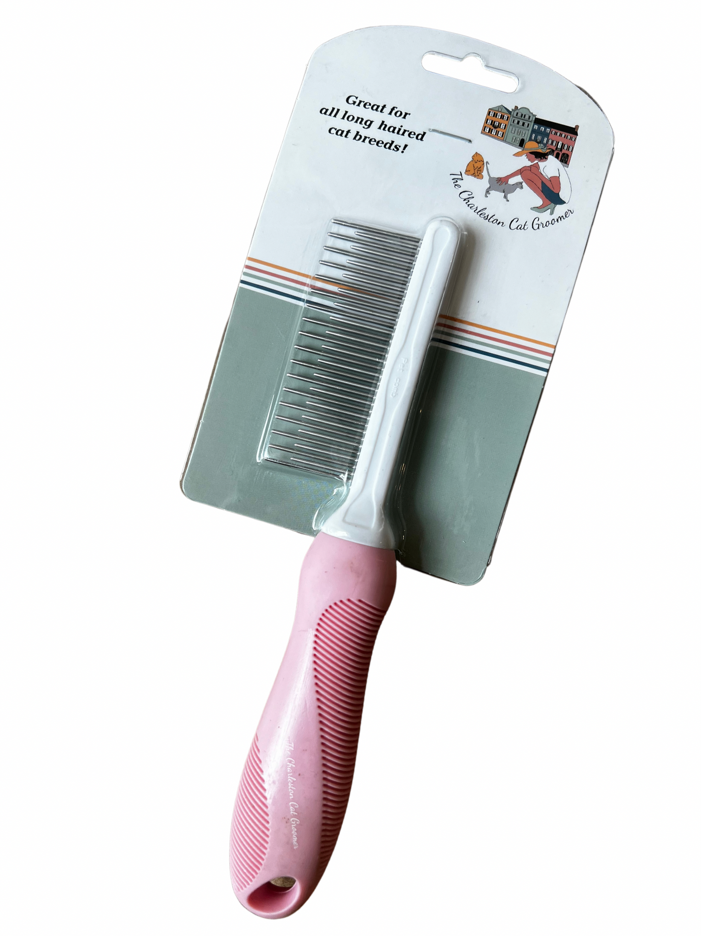 Detangling Pet Comb with Long & Short Stainless Steel Teeth for Removi ...